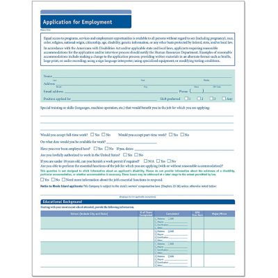 Employ Application Short Form| Amsterdam Printing