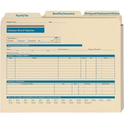 Employee Record Organizer & 3 Folders Pack Of 25 | Amsterdam Printing