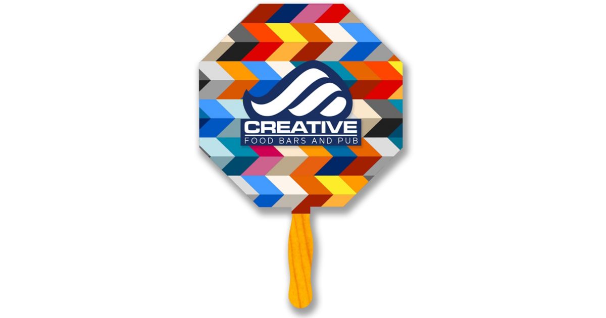 Octagon Glued Hand Fan With Four Color Process Imp | Amsterdam Printing