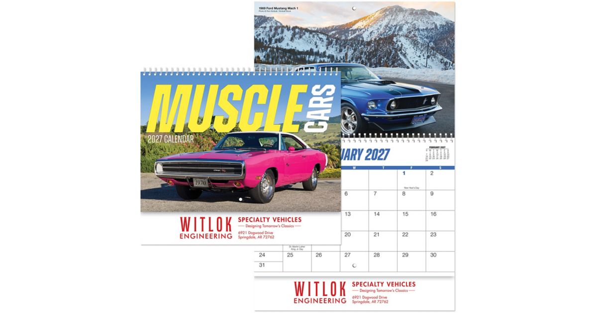 Muscle Car Spiral Wall Calendar | Amsterdam Printing