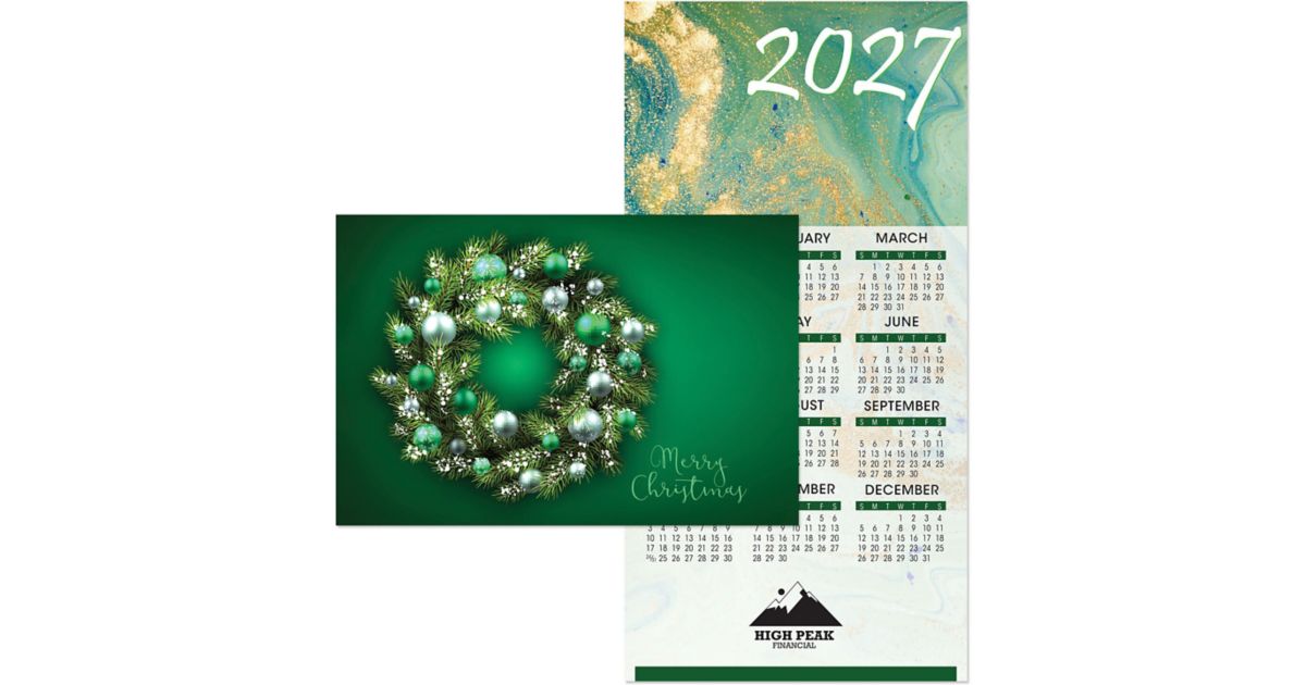 Marble Swirl Wreath Card To Calendar | Amsterdam Printing
