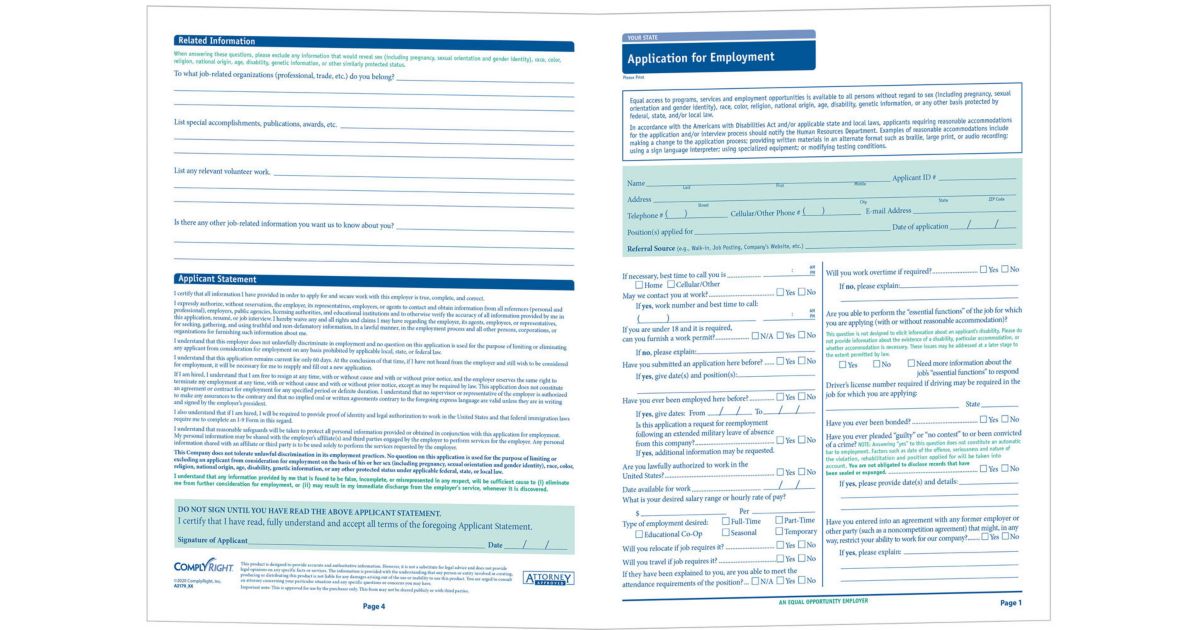 Hawaii State-Compliant Job Application 50 Pack | Amsterdam Printing