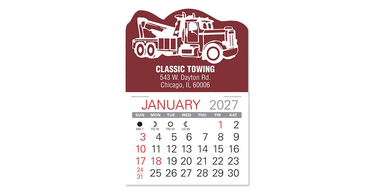 Wrecker Tow Truck Stick Calendar I Cordial Greetings
