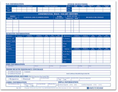 Employment History Form and Record Keeping Forms